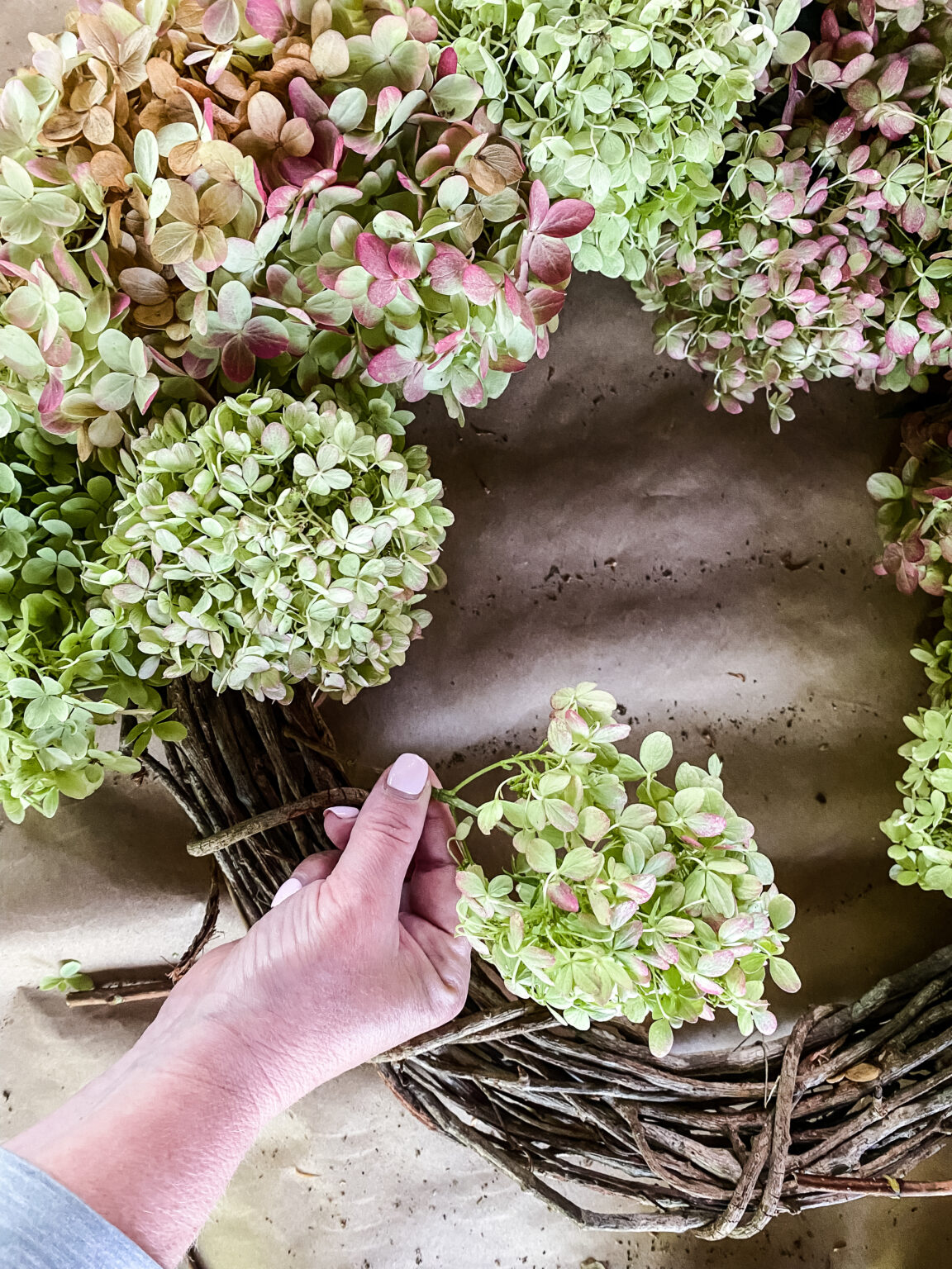 How to Make a Dried Hydrangea Wreath - My Family Thyme
