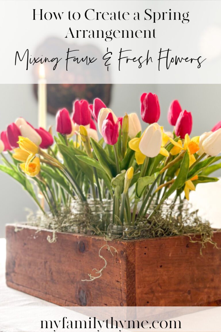 How to Create a Spring Arrangement Mixing Faux & Fresh Flowers - My ...